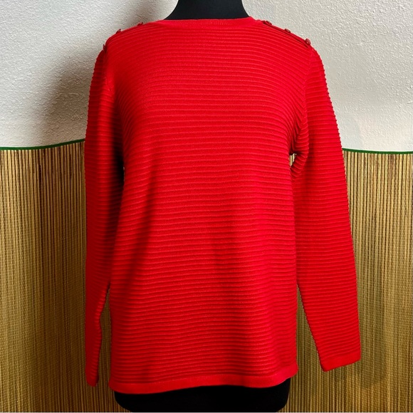 A Love Story | Sweaters | Red Sweater With Horizontal Ribbed Stripes ...